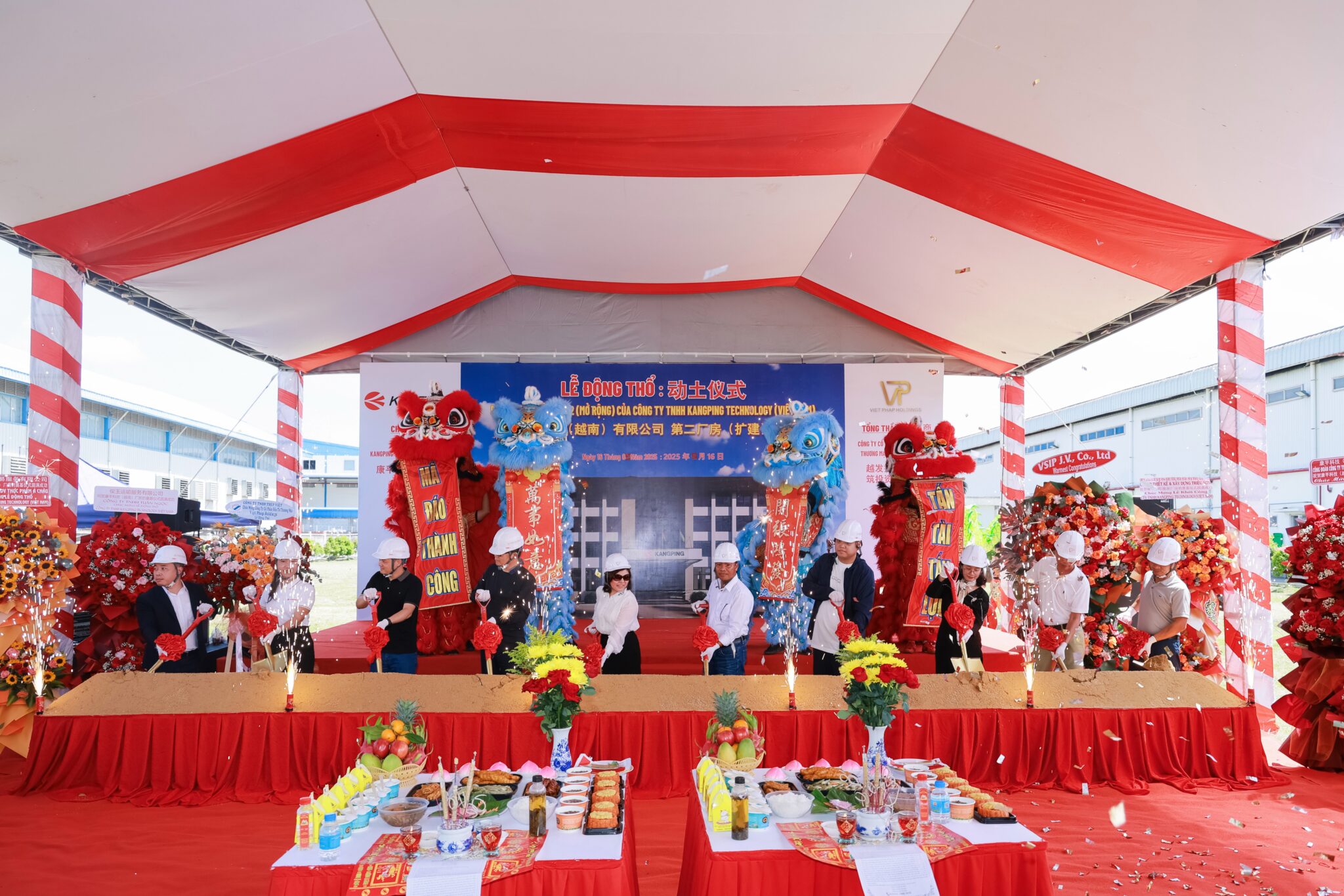 Việt Pháp Holdings làm Lễ động thổ nhà máy số 02 (mở rộng) Công ty TNHH KangPing Technology ...